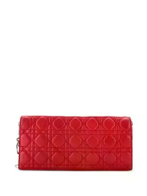 Dior Lady Convertible Chain Cannage Quilt Leather Long Clutch Bag