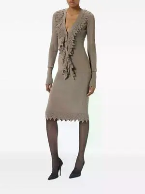 Blumarine Ruffled Ribbed-knit Cardigan