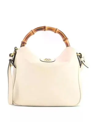 Gucci Diana Nm Bamboo Shoulder Bag Leather Small Tote Bag - White