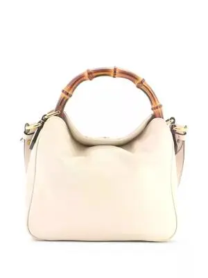 Gucci Diana Nm Bamboo Shoulder Bag Leather Small Tote Bag - White