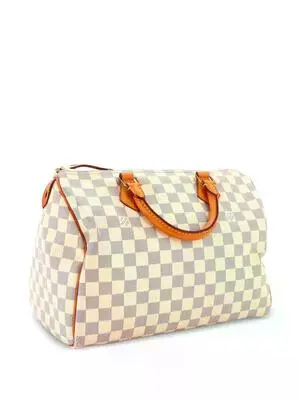 LOUIS VUITTON Speedy Handbag Damier 30 Satchel - White