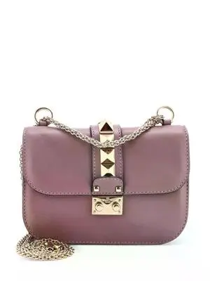 Valentino Garavani Glam Lock Leather Small Shoulder Bag - Purple