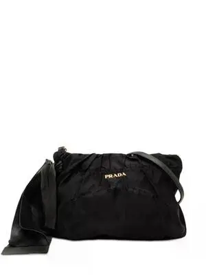 Prada 2000-2013 Tessuto Canapa Logo Bow Crossbody Bag - Black