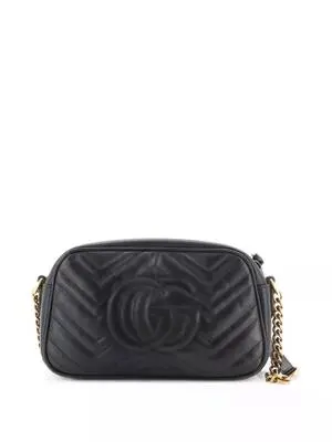 Gucci Gg Marmont Shoulder Bag Matelasse Leather Small Crossbody Bag - Black