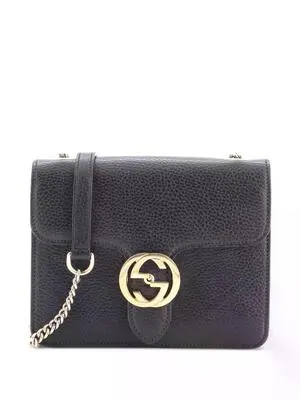 Gucci Interlocking Leather Small Shoulder Bag - Black
