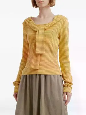 TOUT A COUP Striped Tie-detail Top