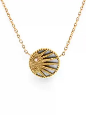 Dior Rose Celeste Pendant 18k Yellow And 18k White With Diamond, Onyx, And Mother Of Pearl Necklace - Gold