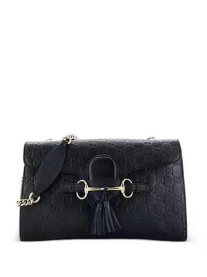 Gucci Emily Chain Flap Bag Guccissima Leather Medium Shoulder Bag - Black