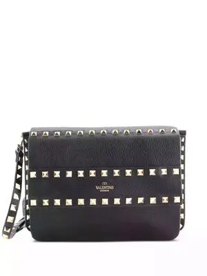 Valentino Garavani Rockstud Front Handle Flap Bag Leather Small Crossbody Bag - Black