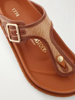 BIRKENSTOCK Gizeh Framed Leather-trimmed Raffia Sandals