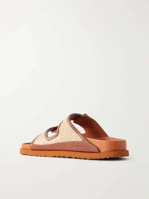 BIRKENSTOCK Arizona Leather-trimmed Raffia Sandals