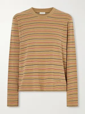 KALLMEYER Wynn Striped Cotton-jersey T-shirt - Brown