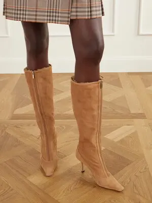 JIMMY CHOO Jozi 85 Paneled Suede Knee-high Boots