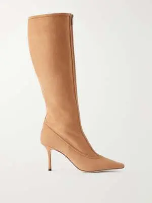 JIMMY CHOO Jozi 85 Paneled Suede Knee-high Boots - Tan
