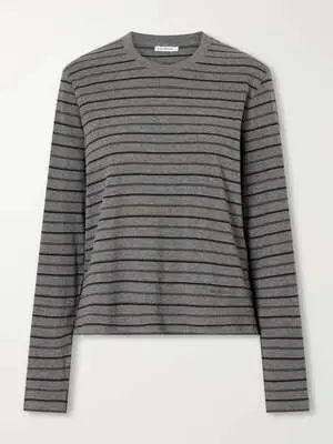 KALLMEYER Wynn Striped Cotton-jersey T-shirt - Charcoal