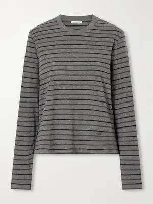 KALLMEYER Wynn Striped Cotton-jersey T-shirt - Gray