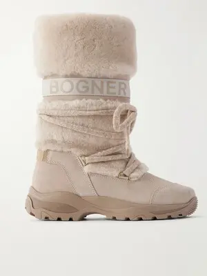 Bogner Alta Badia Shearling-trimmed Suede Ankle Boots - Neutrals