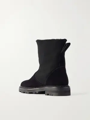 Manolo Blahnik Tomosa 10 Shearling-trimmed Suede Ankle Boots