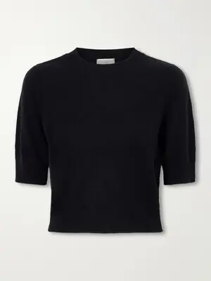 Le Kasha Chypre Cropped Organic Cashmere Sweater - Black