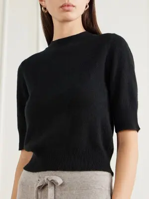 Le Kasha Chypre Cropped Organic Cashmere Sweater - Black