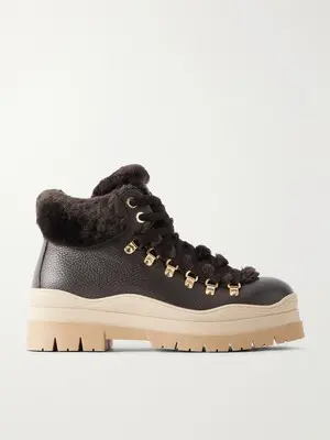 Bogner Arosa 9 Shearling-trimmed Leather Ankle Boots Brown