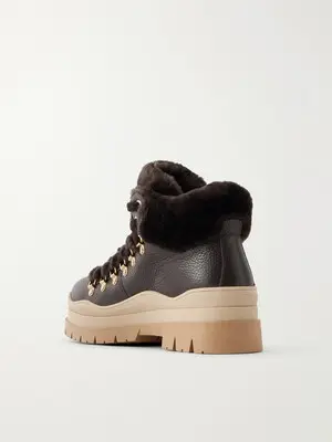 Bogner Arosa 9 Shearling-trimmed Leather Ankle Boots