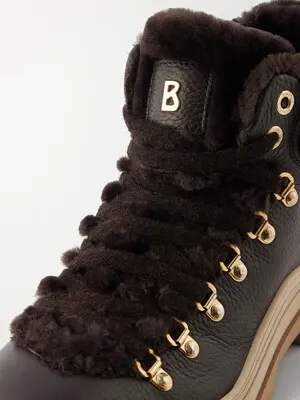 Bogner Arosa 9 Shearling-trimmed Leather Ankle Boots