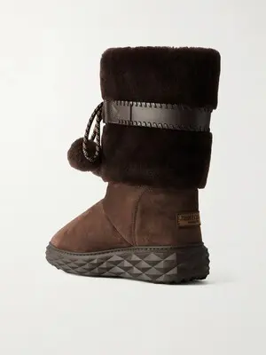 JIMMY CHOO Shearling-trimmed Suede Knee Boots