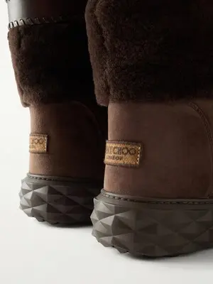 JIMMY CHOO Shearling-trimmed Suede Knee Boots