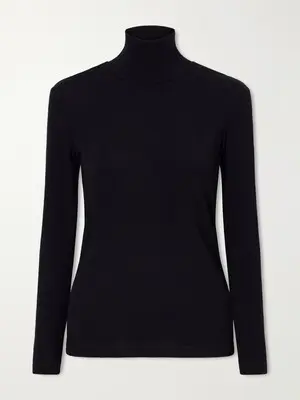 Max Mara Cono Wool-jersey Turtleneck Top - Black