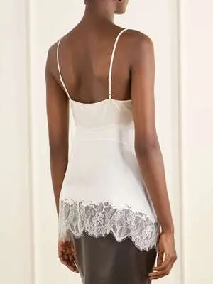 Staud Lina Lace-trimmed Silk-blend Tank - Ivory