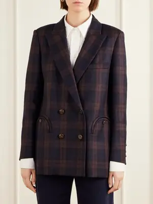 BLAZÉ MILANO Everynight Checked Double-breasted Wool Blazer - Blue