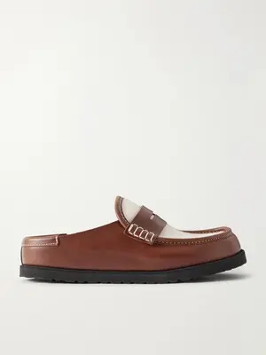 BIRKENSTOCK Naples Wrapped Canvas-trimmed Leather Loafers - Brown