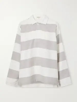 MARRAKSHI LIFE The Rugby Striped Cotton Oxford Shirt - Gray