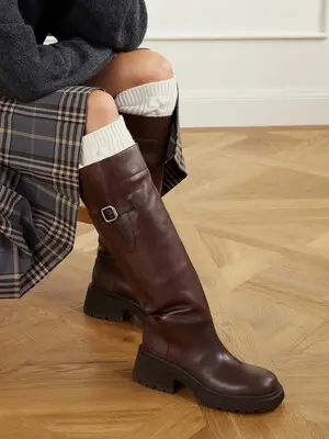 JIMMY CHOO Tamsin Knitted Leather Ankle-boots - Brown