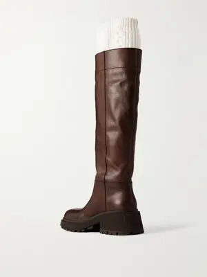 JIMMY CHOO Tamsin Knitted Leather Ankle-boots - Brown