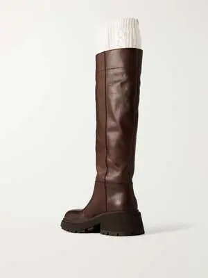 JIMMY CHOO Tamsin Knitted Leather Ankle-boots