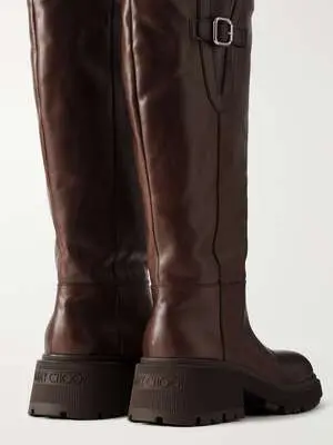 JIMMY CHOO Tamsin Knitted Leather Ankle-boots