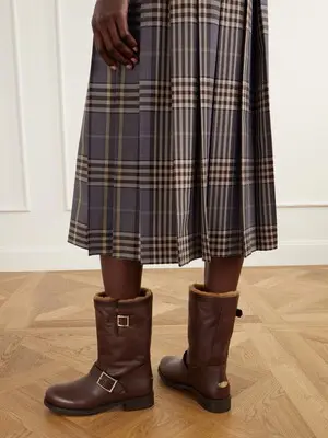 JIMMY CHOO Biker Buckled Leather Ankle Boots - Brown