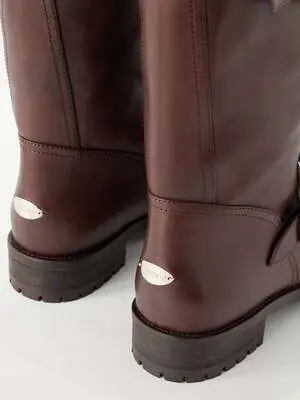 JIMMY CHOO Biker Buckled Leather Ankle Boots - Chocolate