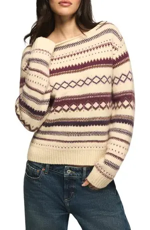 Lucky Brand Fair Isle Crewneck Sweater - Whitecap Gray
