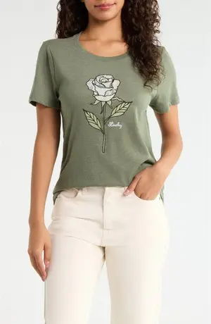 Lucky Brand Lace Rose Graphic T-shirt - Thyme