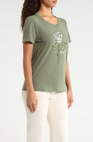 Lucky Brand Lace Rose Graphic T-shirt