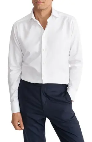 Eton Slim Fit Herringbone Cotton Shirt - White