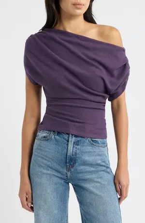 REFORMATION Iris One-shoulder Knit Top - Crushed Violet