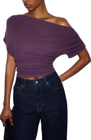 REFORMATION Iris One-shoulder Knit Top - Crushed Violet