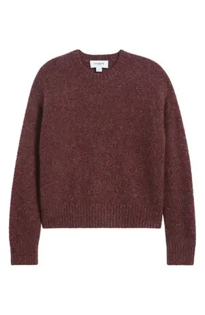 Fleurette Cropped Marled Crewneck Sweater - Bordeaux