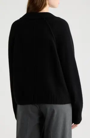 Fleurette Johnny Collar Cashmere Sweater - Black