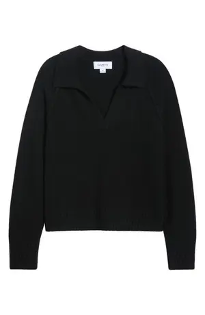 Fleurette Johnny Collar Cashmere Sweater - Black