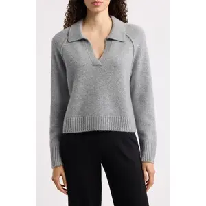 Fleurette Johnny Collar Cashmere Sweater - Grey